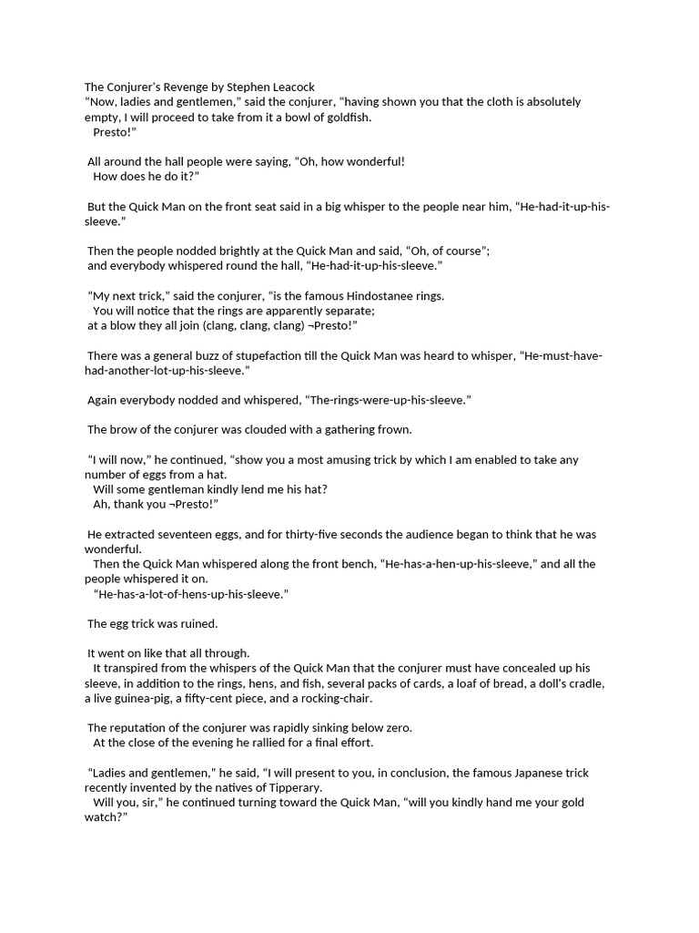 The Conjurer's Humorous Tricks Explained | PDF