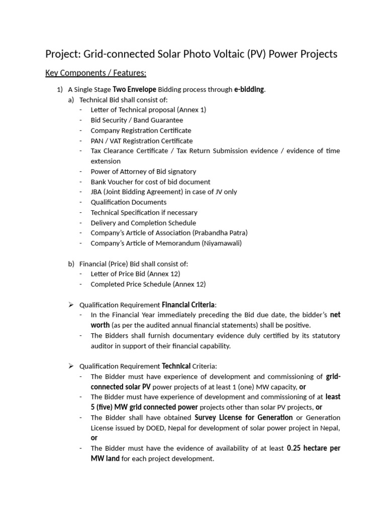 Grid-Connected Solar PV Project Bidding Guide | PDF | Photovoltaics ...
