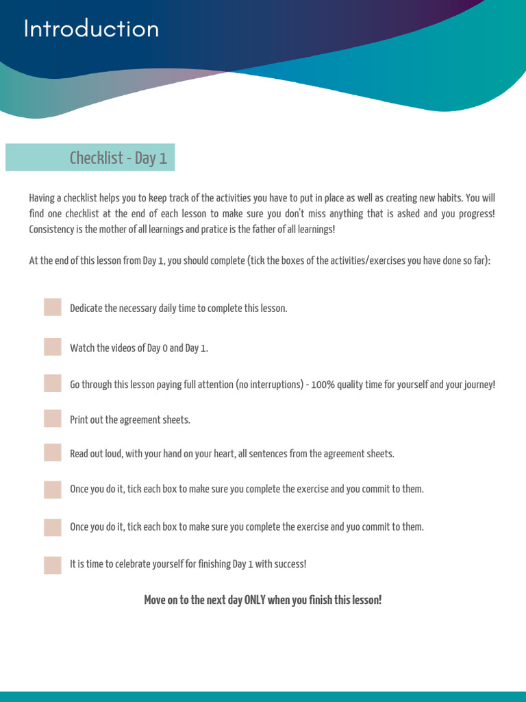 2 Day 1 Checklist | PDF