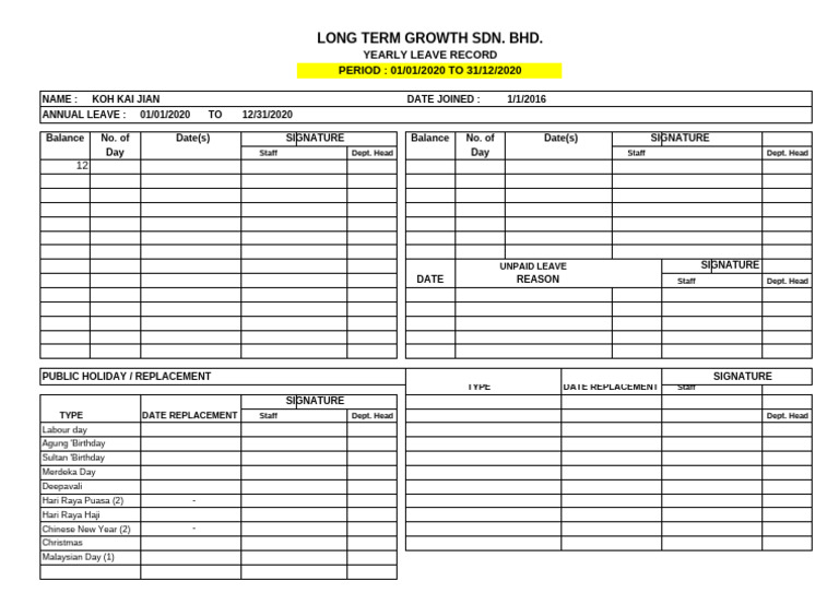 Staff Leave Card | PDF