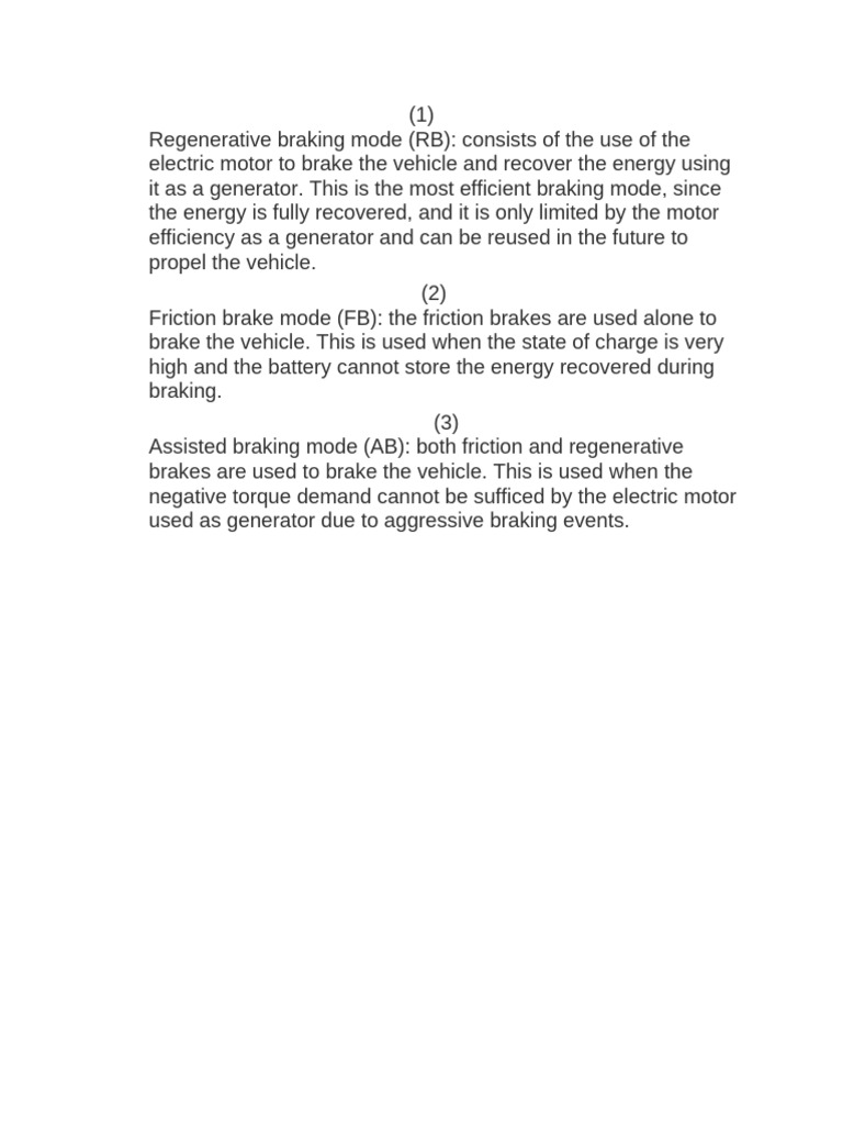 Types of Vehicle Braking Modes Explained | PDF