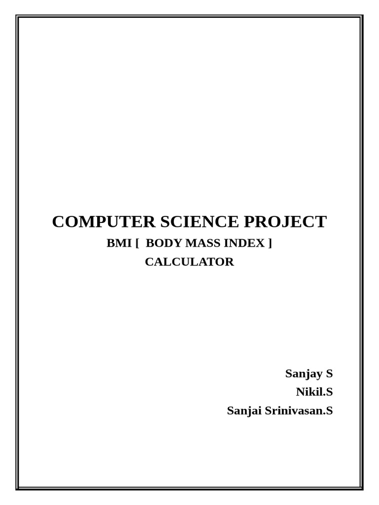 Computer Science Project Bmi Calculator | PDF | Python (Programming ...