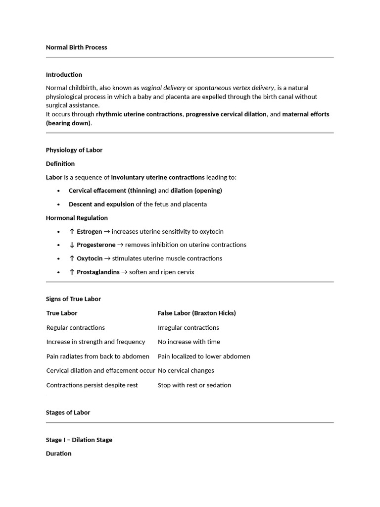 Understanding Normal Birth Process | PDF | Childbirth | Postpartum Period