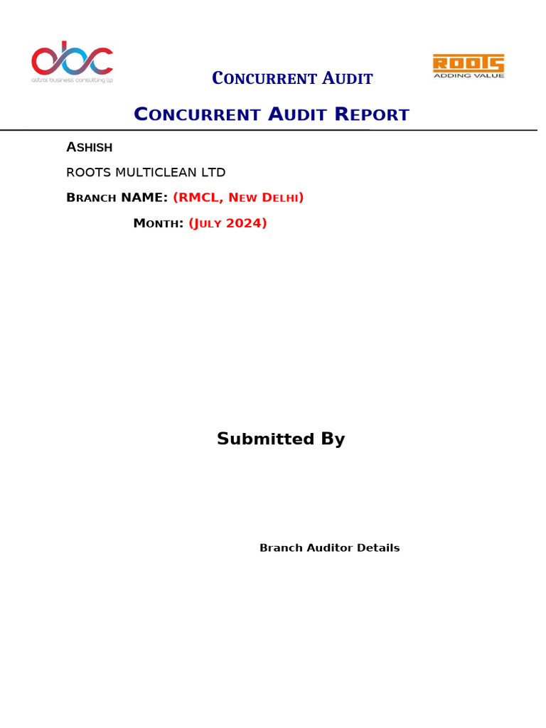 RMCL CCA Branch Report - July 2024 | PDF | Auditor's Report | Audit
