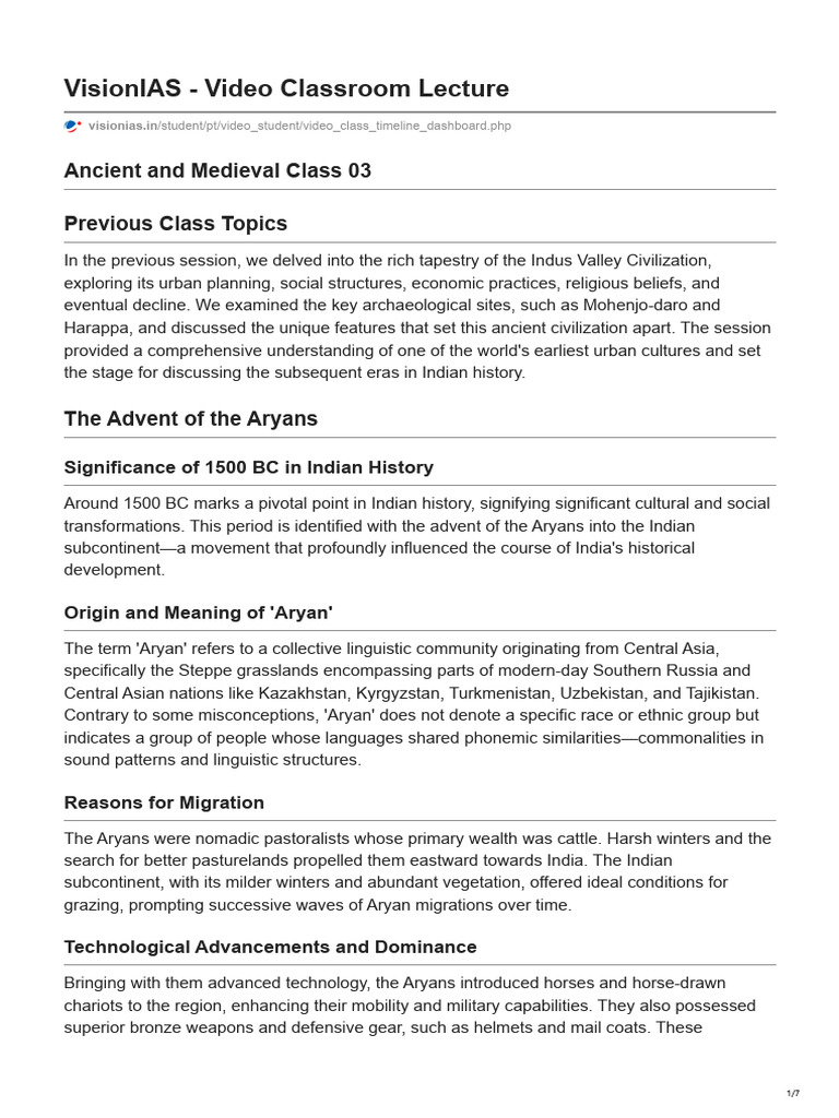 Ancient and Medieval History Class 03 | PDF | Vedas
