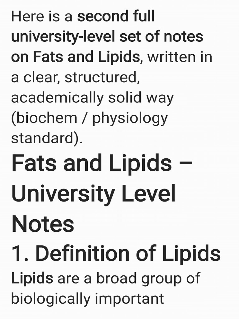 Scribe Uni Notes Fats and Lipids - 251221 - 111939 | PDF