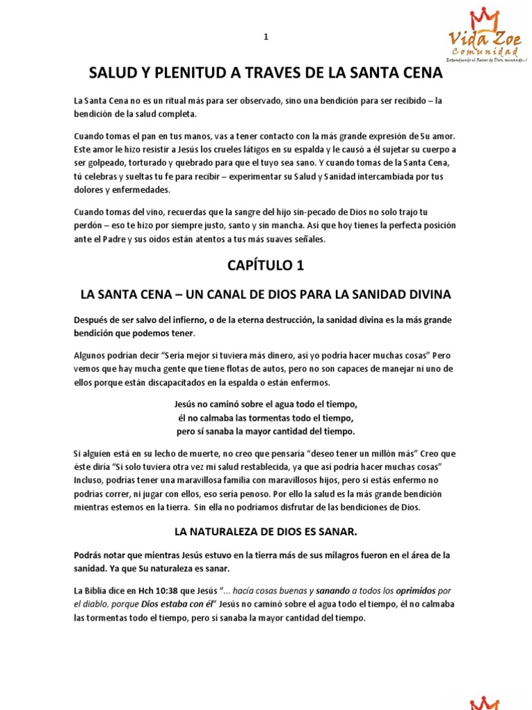 Salud y Plenitud A Traves de La Santa Cena | PDF | eucaristía | Perdón