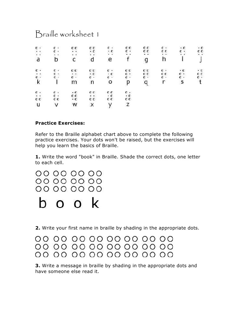 Braille Worksheet | PDF