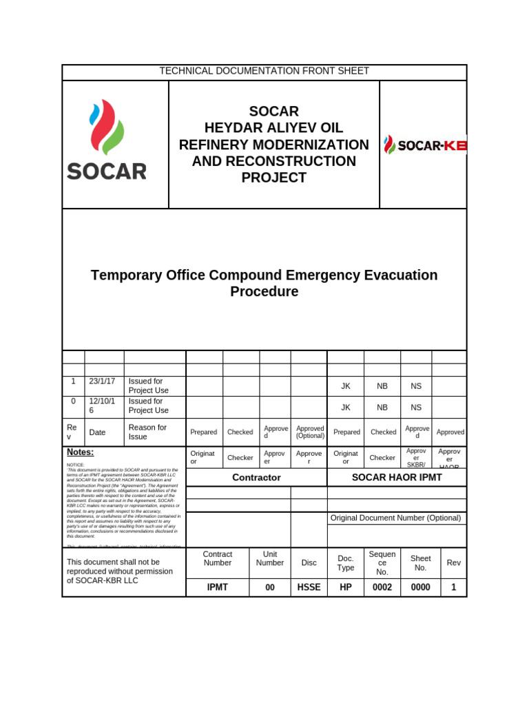SOCAR HAOR Office Evacuation Procedure | PDF