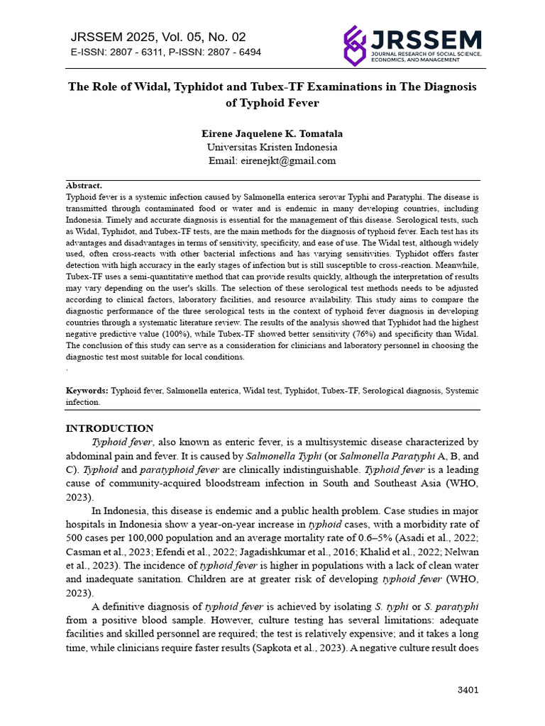 Diagnosing Typhoid: Widal, Typhidot, Tubex-TF | PDF