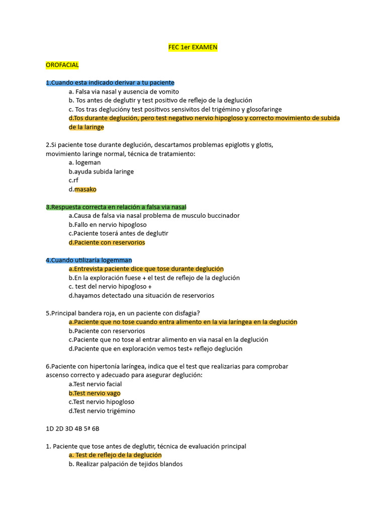 Fec 1er Examen | PDF | Dolor | Parto