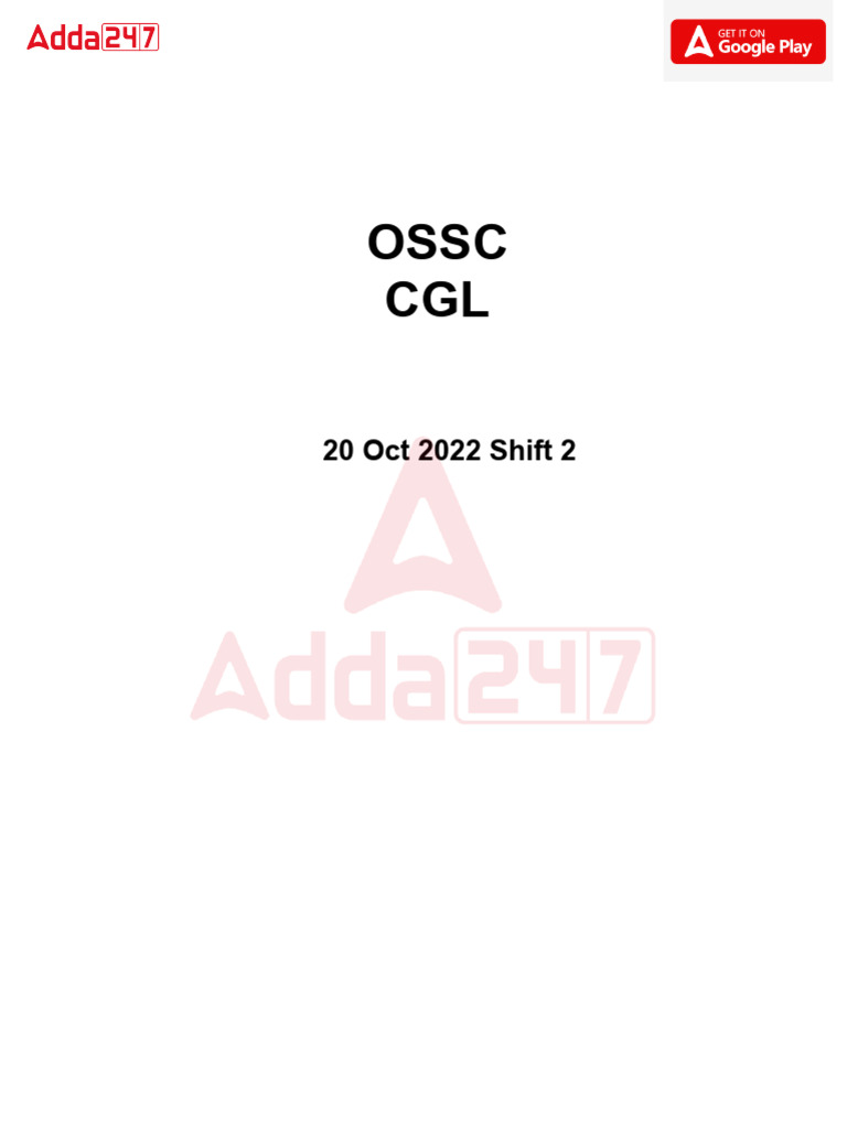 OSSC CGL 2021 Exam Paper Analysis | PDF