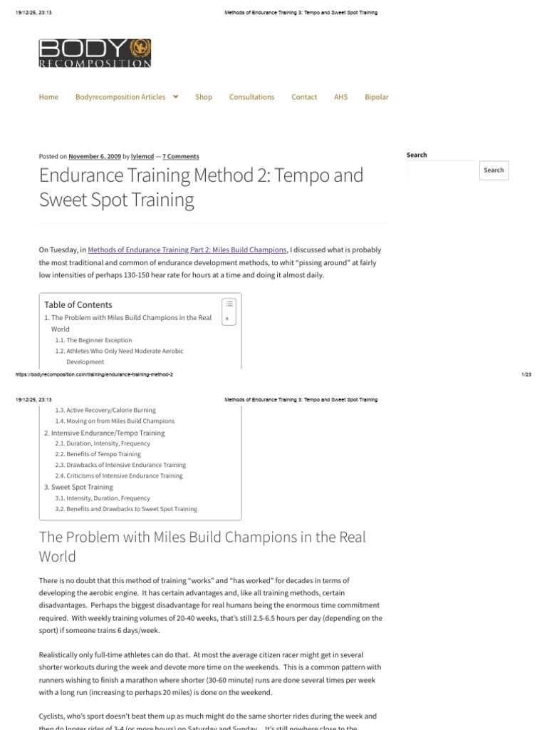 Tempo and Sweet Spot Endurance Training | PDF | Strength Training ...