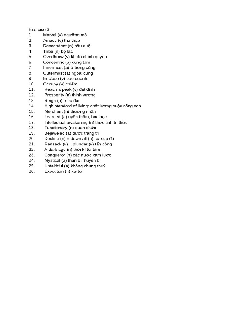 Exercise 3,4 Vocab | PDF
