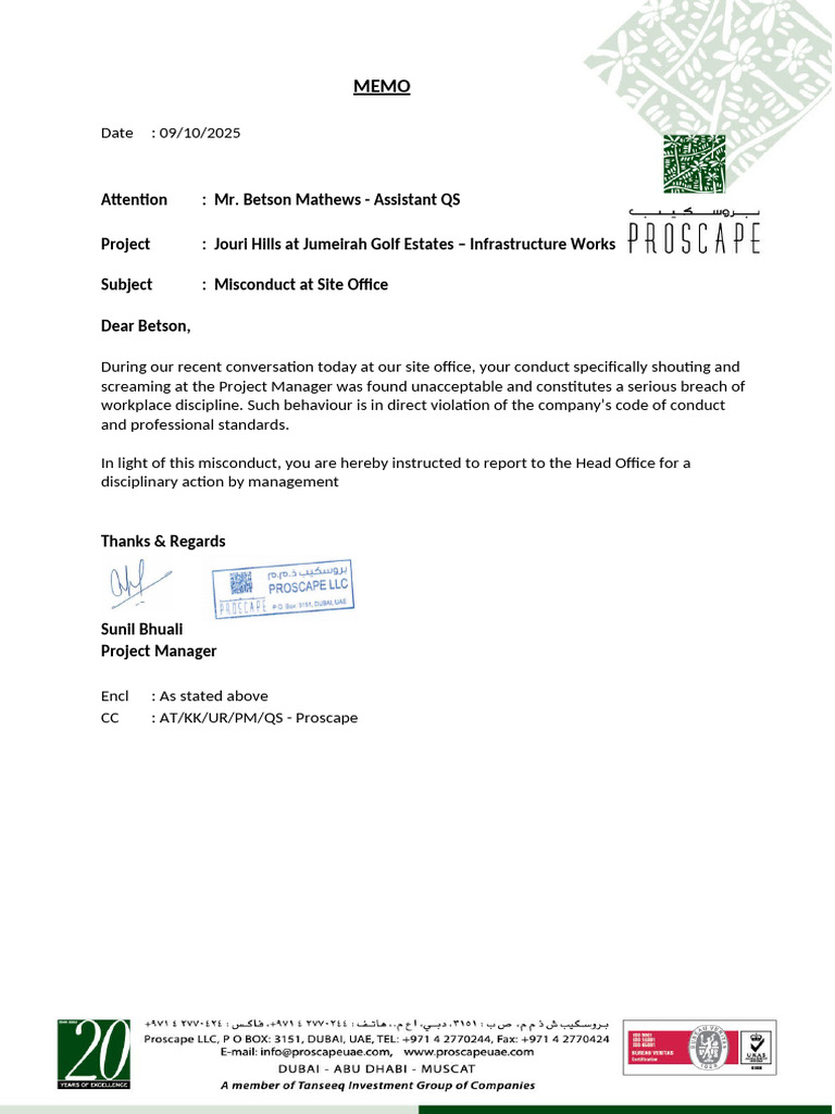 Internal MEMO - Betson | PDF
