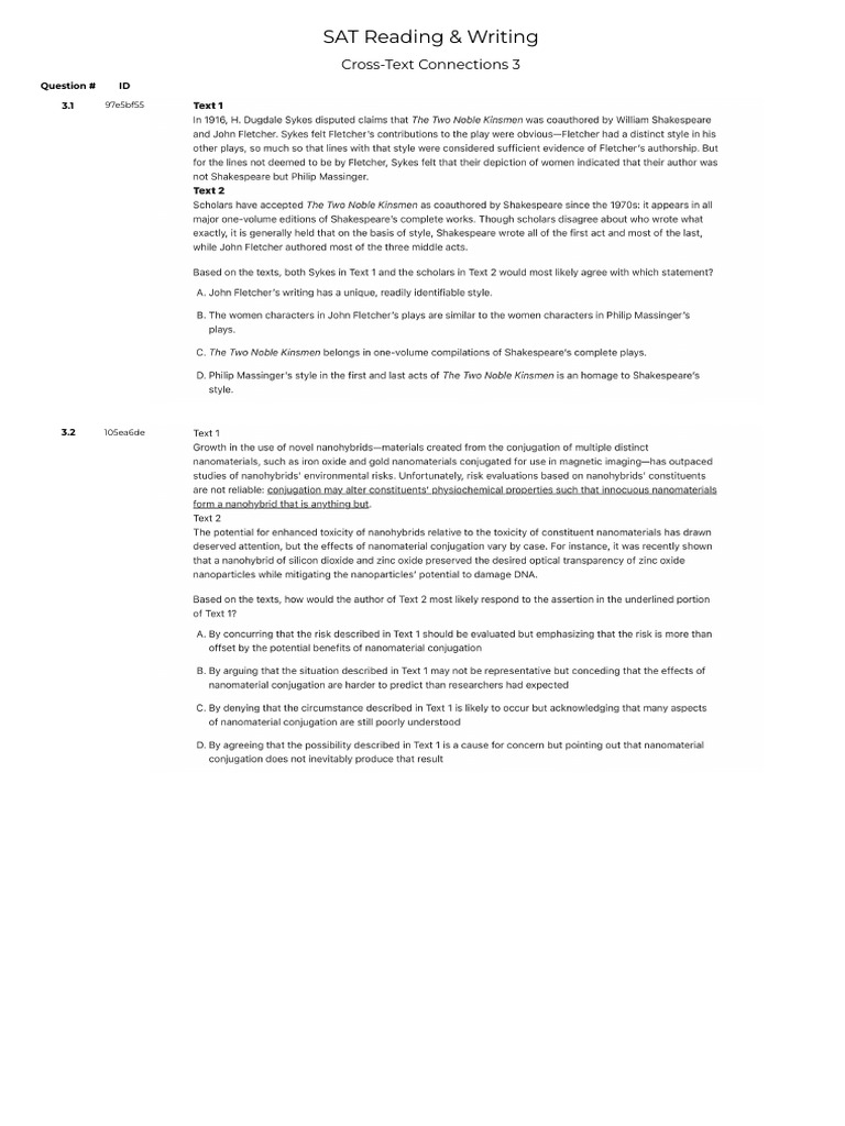 Cross-Text Connections 3 | PDF