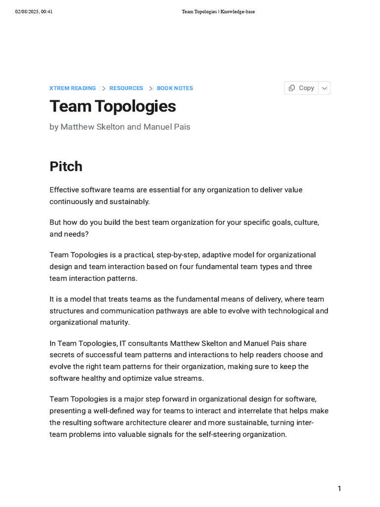 Team Topologies - Knowledge-Base | PDF | Computing