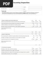 Incoming Raw Materials Inspection Checklist | PDF