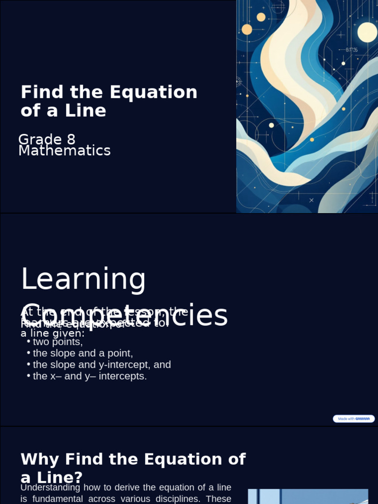 Find the Equation of a Line Guide | PDF | Equations | Slope
