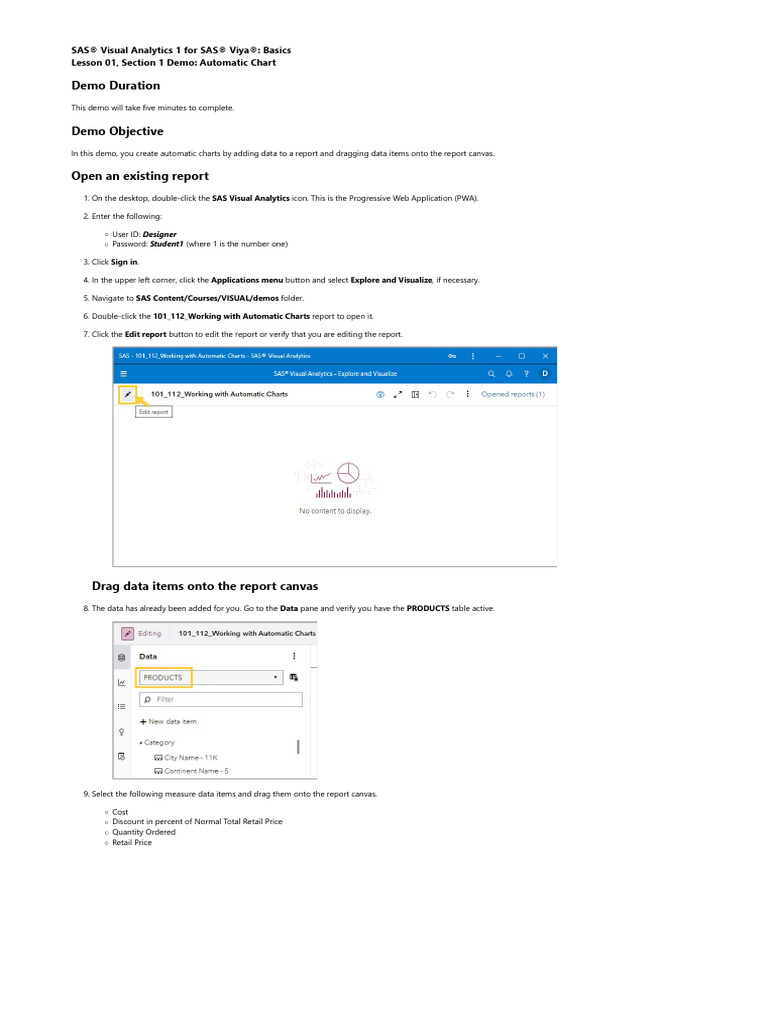 Create Automatic Charts in SAS Viya | PDF | Icon (Computing) | Double Click
