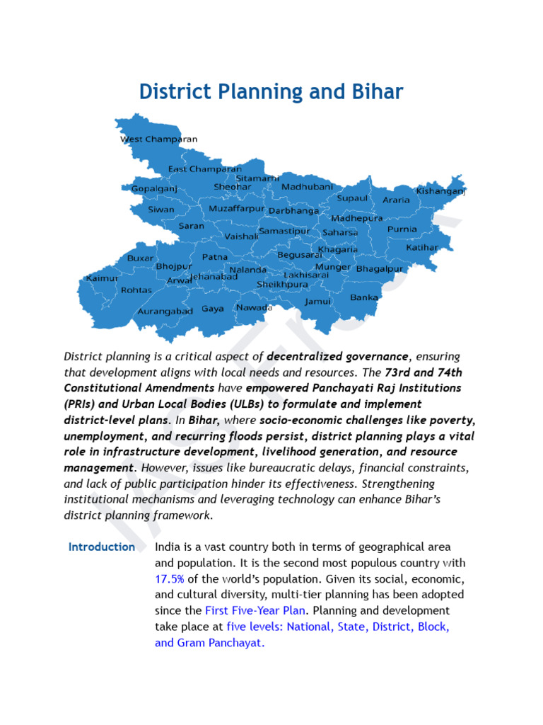 District Planning in Bihar: Strategies & Challenges | PDF | Governance ...