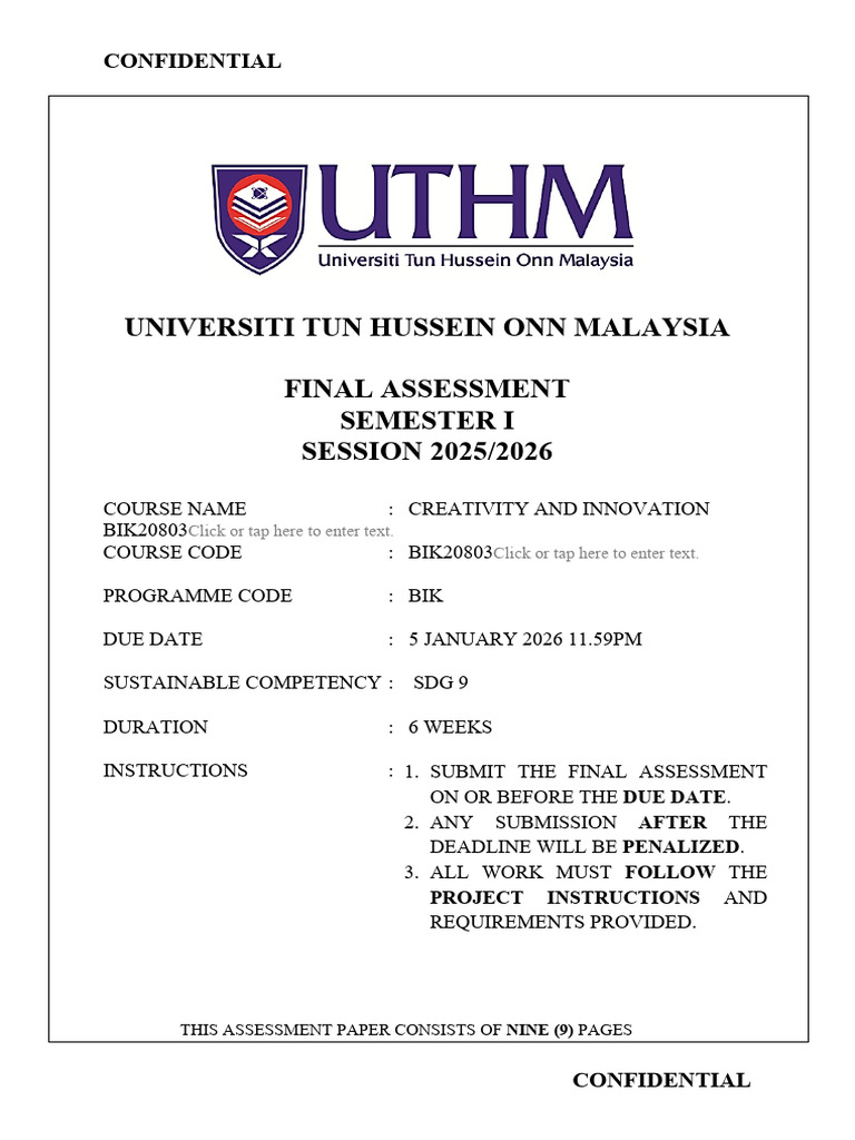 Final Assessment: Creativity & Innovation Project | PDF | Prototype ...