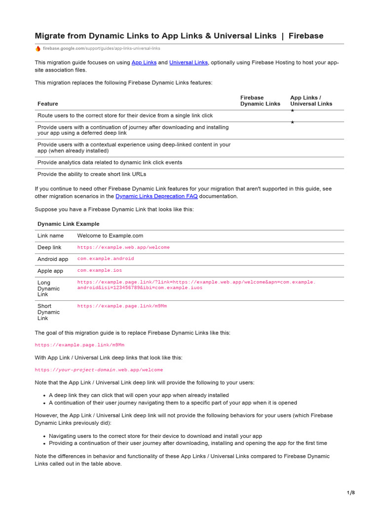Migrate From Dynamic Links To App Links Universal Links Firebase | PDF ...