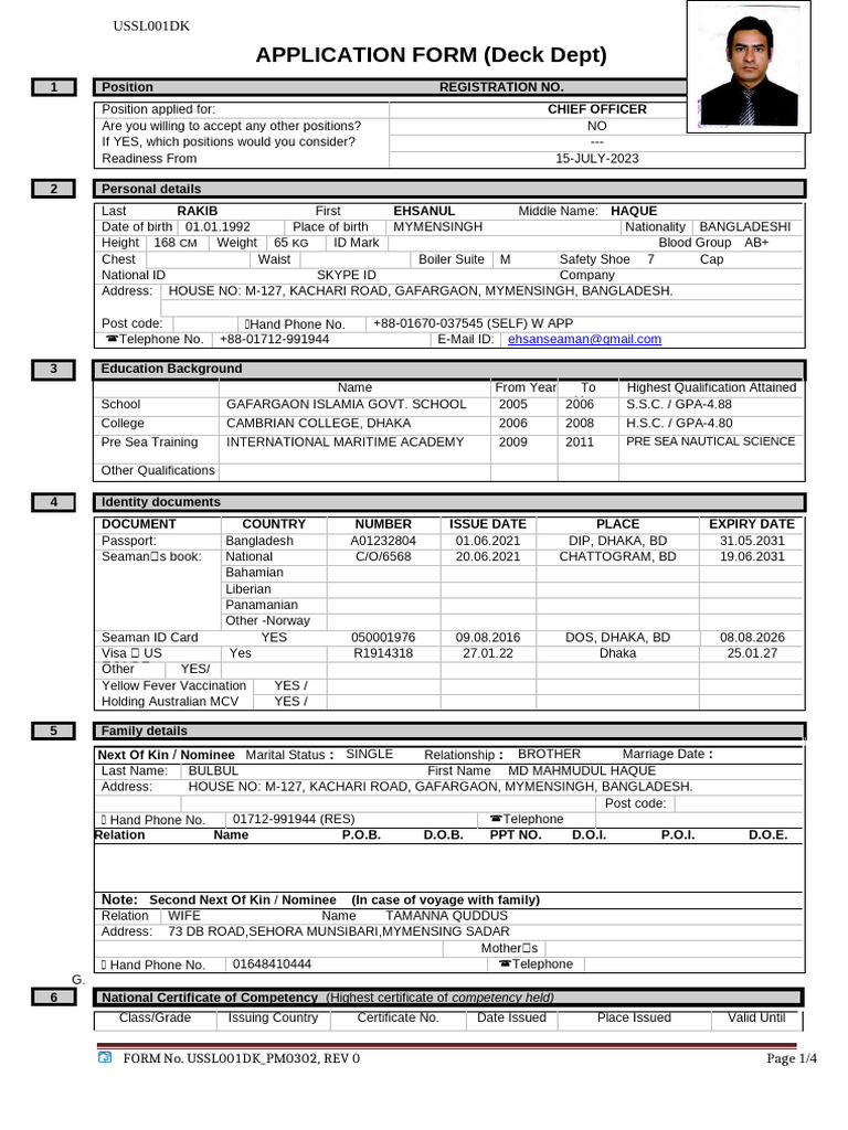 CHIEF Officer Ehsanul Haque Rakib Logoless | PDF | Identity Document ...