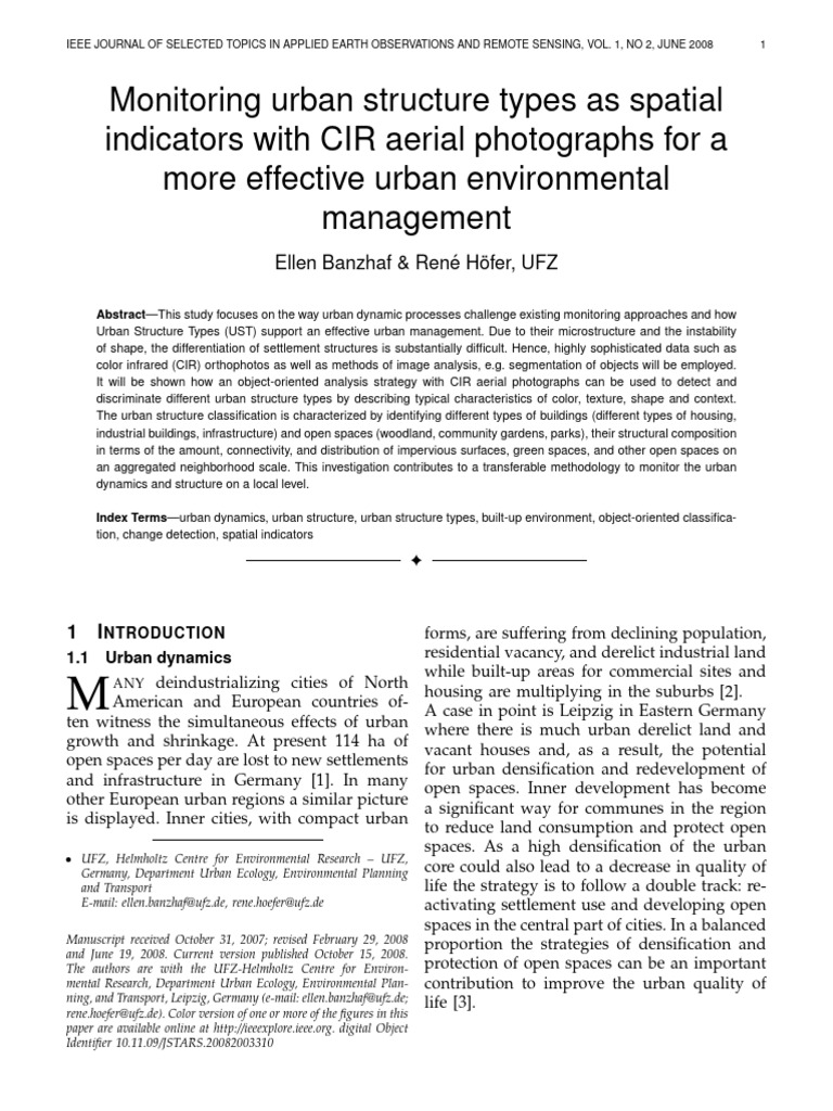 Urban Structure Monitoring with CIR Photos | PDF | Image Segmentation ...