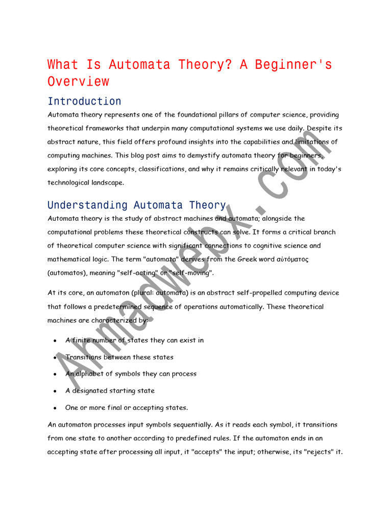 Beginner's Guide to Automata Theory | PDF | Automata Theory | Regular ...