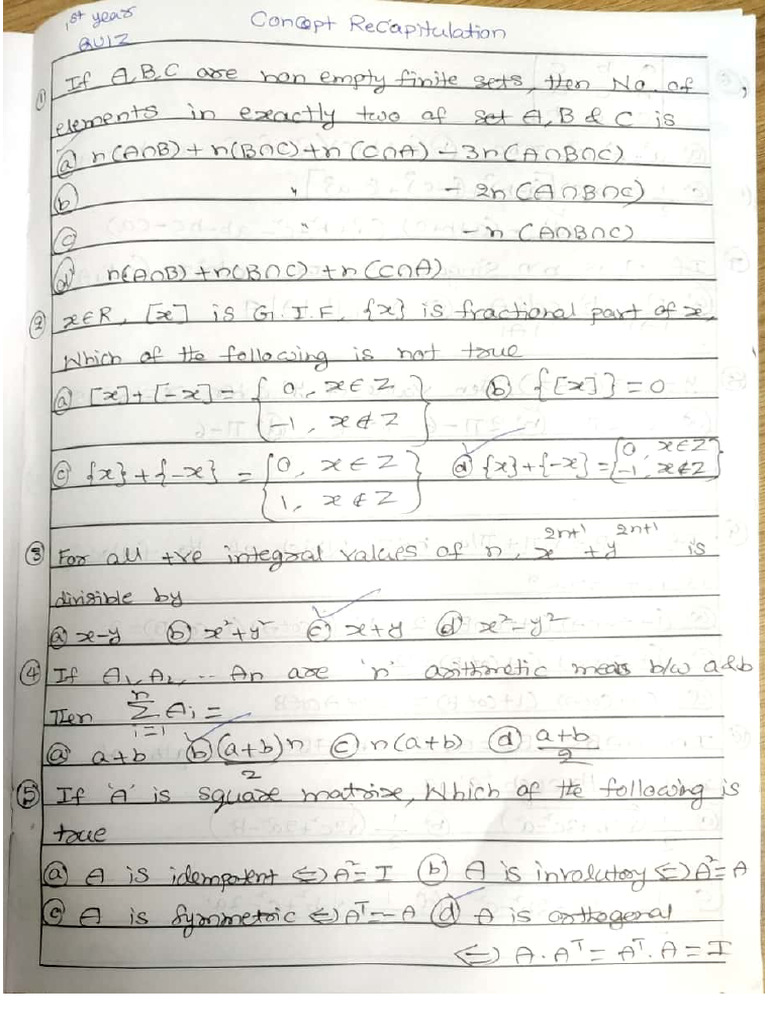 1st Year Concept Recapitulation | PDF