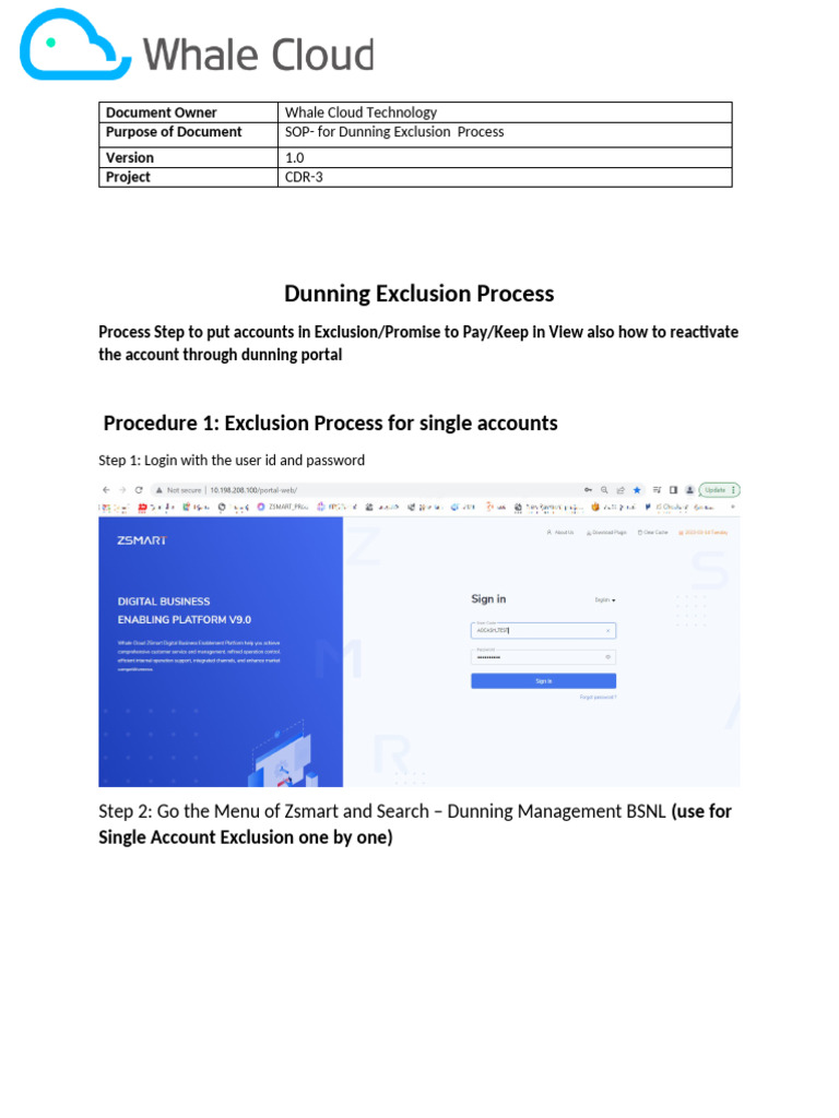 Dunning Exclusion Processv1 | PDF | Menu (Computing) | System Software
