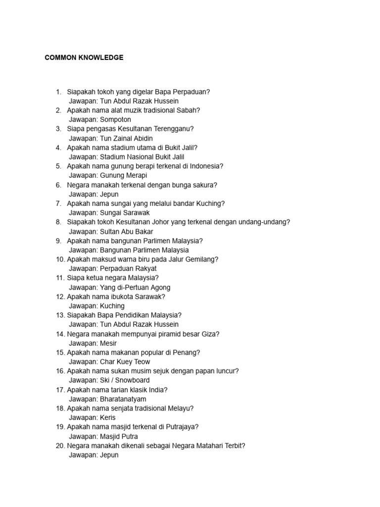 Contoh Soalan PKSK Tingkatan 1 & 4 | PDF