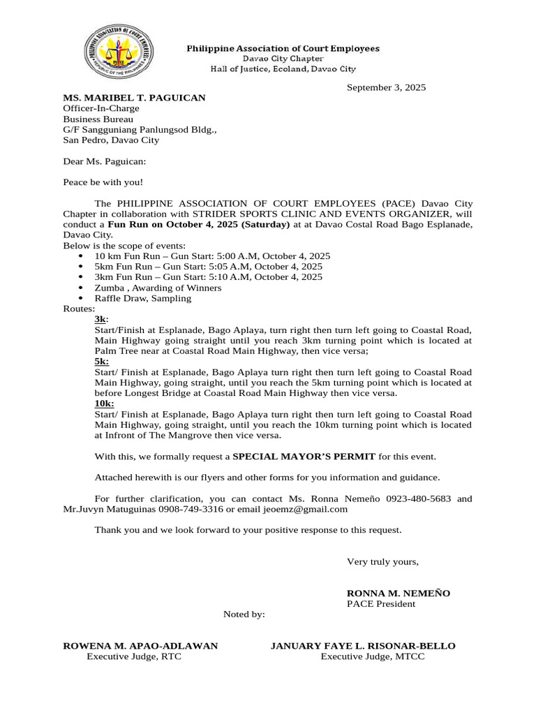 PACE Letter For Business Bureau | PDF