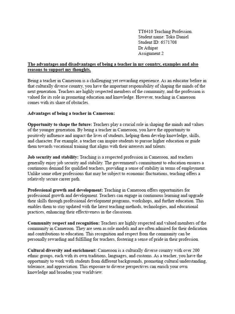 Teaching Profession Assignment 2 | PDF | Teachers | Learning