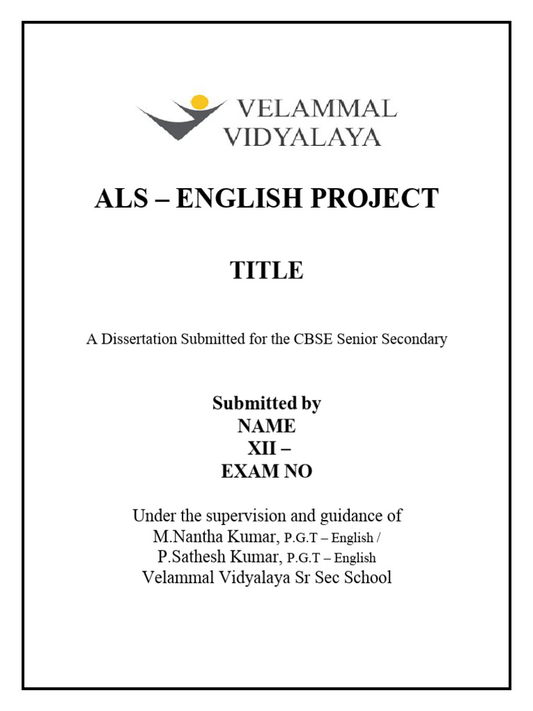 CBSE Class XII English Project Report | PDF | Educational Stages