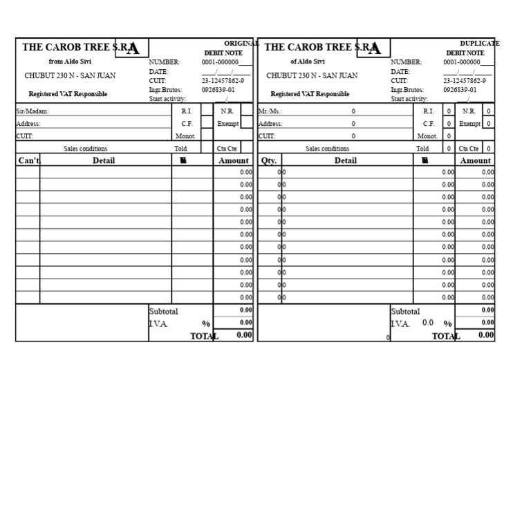 Excel Spreadsheet For Debit Note | PDF