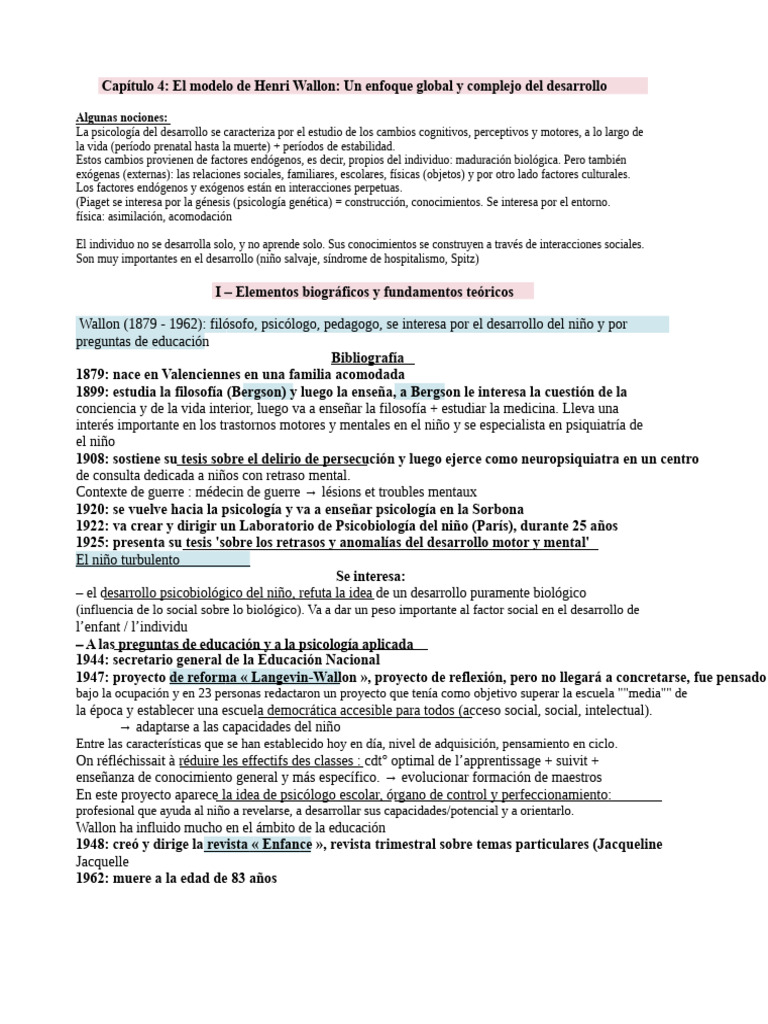 CAPÍTULO 4. El Modelo de Henri Wallon | PDF | Sicología | Las emociones