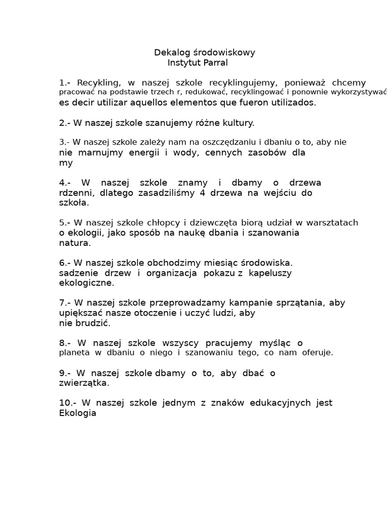 Dekalog Środowiskowy | PDF
