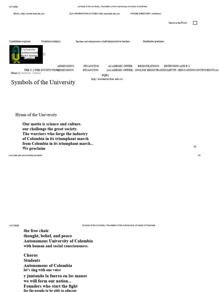 Symbols of The University - Foundation University of Autonomous ...