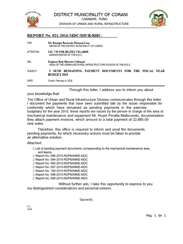 REPORT No. 021 SENDING PENDING DOCUMENTATION TO BE PAID | PDF