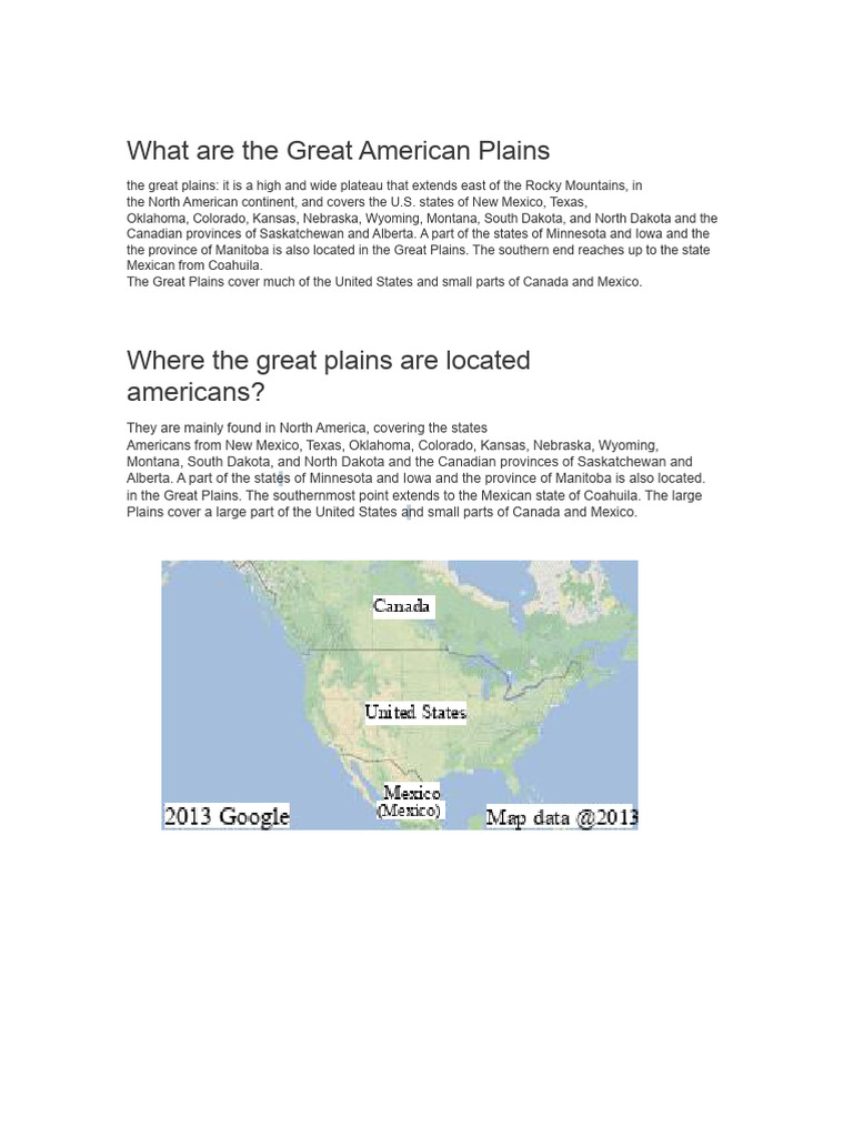 What Are The Great American Plains? | PDF