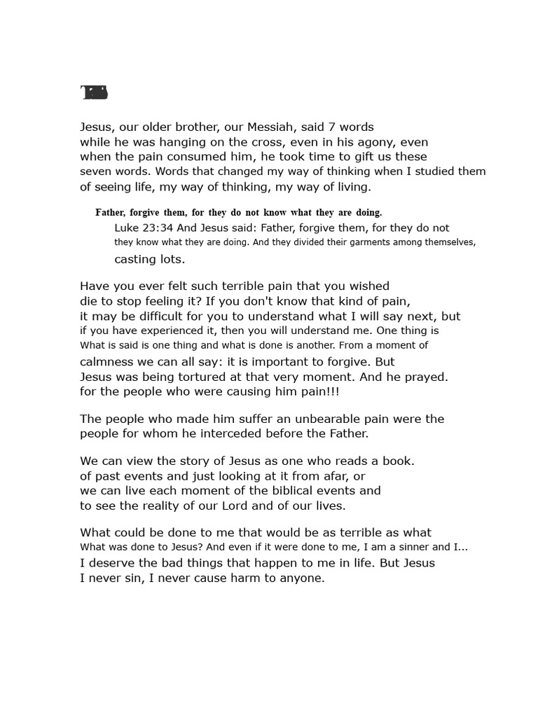 Seven Powerful Words of Jesus on the Cross | PDF | Jesus | Forgiveness