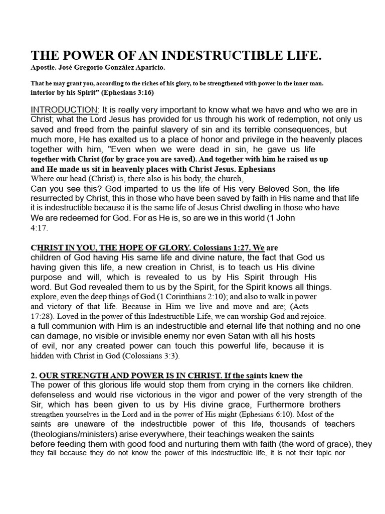 The Power of An Indestructible Life | PDF | Resurrection Of Jesus | Jesus