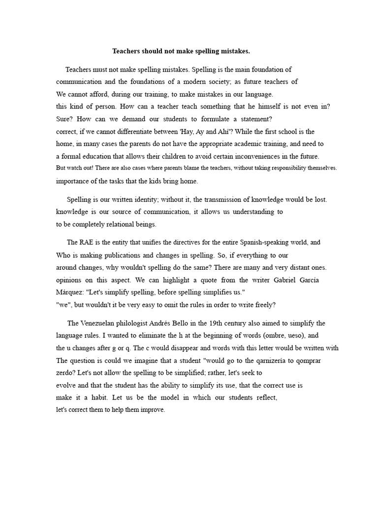 Importance of Spelling for Teachers | PDF | Communication | Cognition
