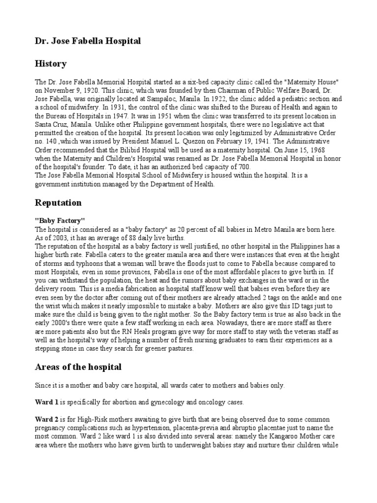 Dr. Jose Fabella Memorial Hospital | PDF | Health Care | Health Sciences