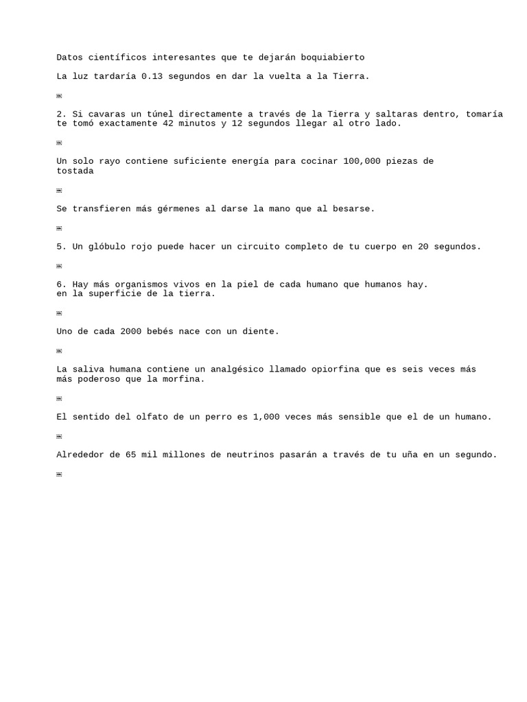 Datos científicos sorprendentes y curiosos | PDF