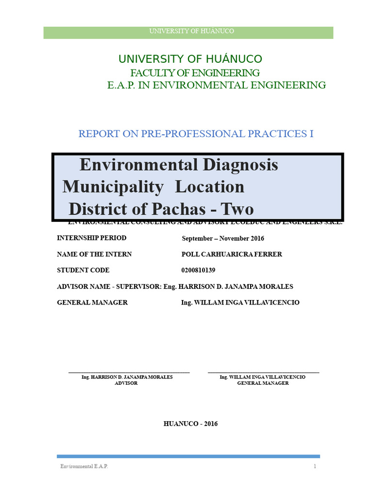 Local Environmental Diagnosis Report Pachas | PDF | Sustainability ...