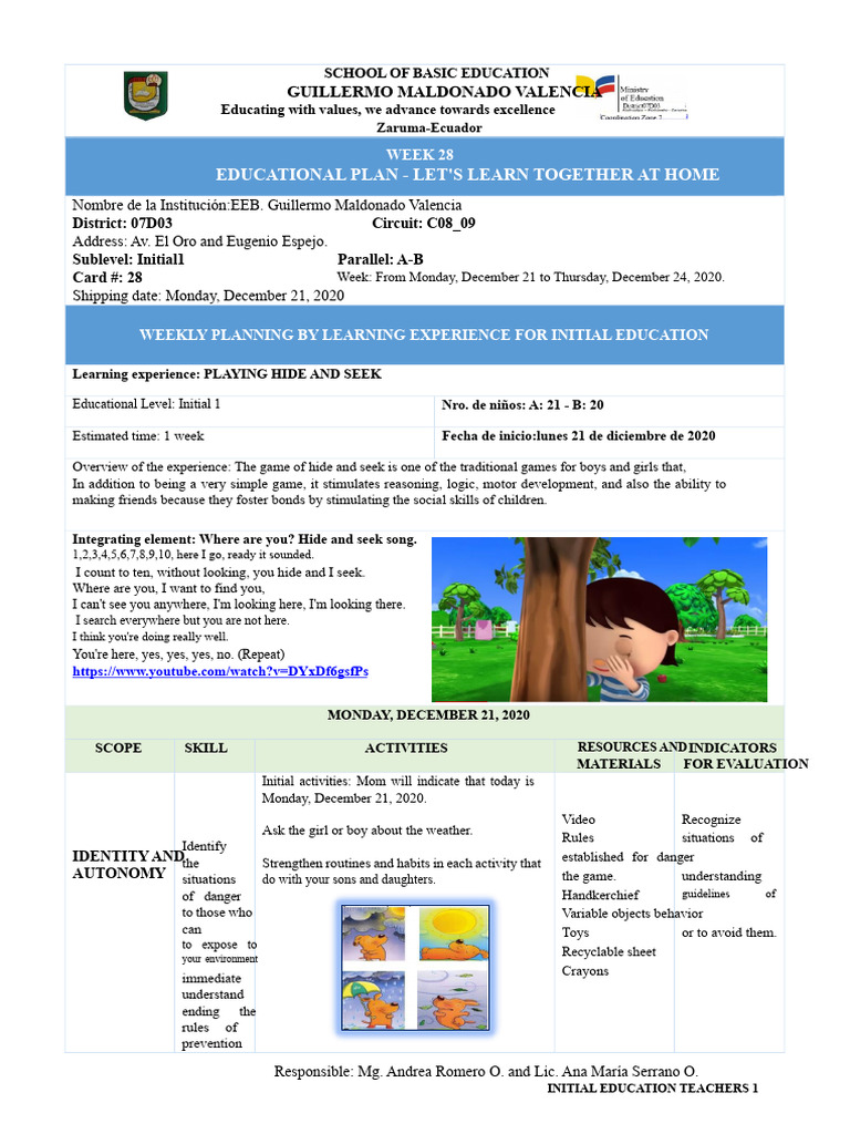 Activities Week 28 Playing Hide and Seek | PDF | Christmas