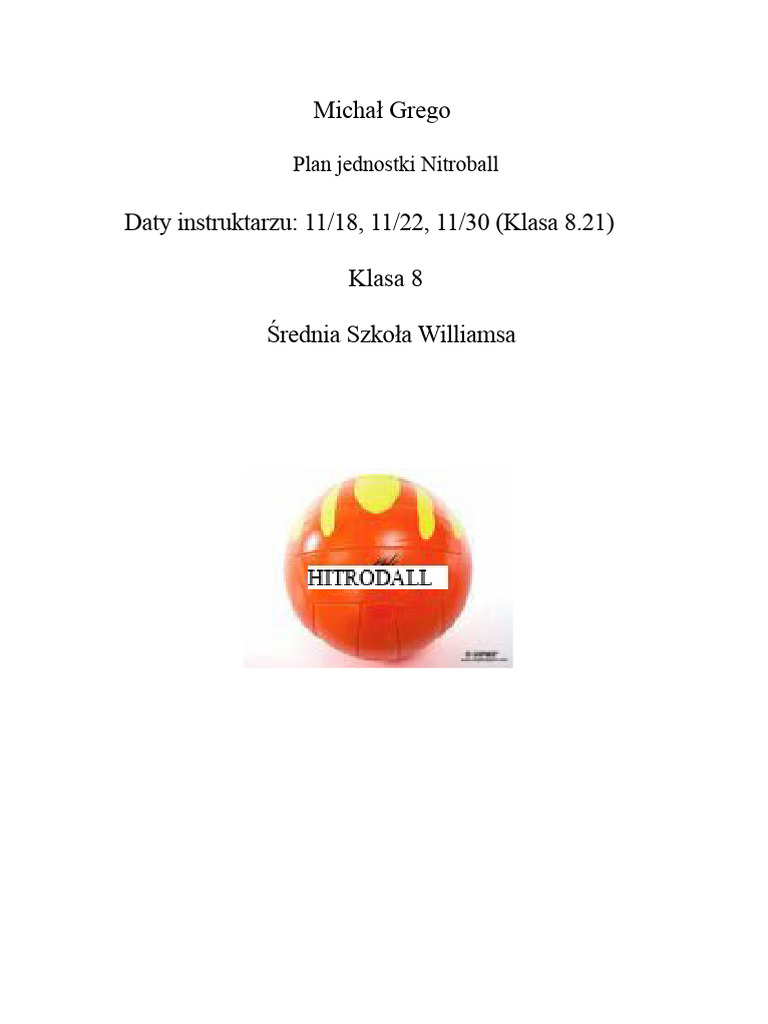 Plan Jednostki Nitroball | PDF